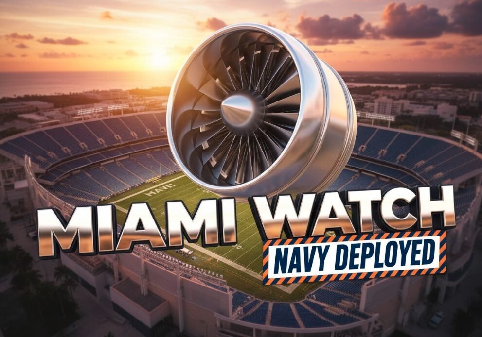 Navy P-8 Poseidon Patrols Miami Skies During CFP Final